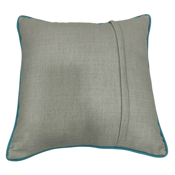 Modern Textured Blue Pillow Covers with Contrast Piping (16x16, Set of